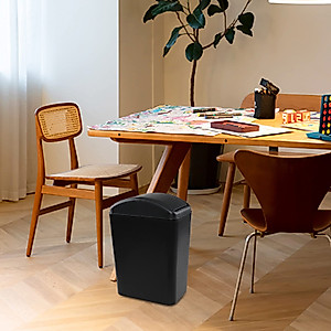 Qqbine 4.5 Gallon Trash Can with Swing Top Lid, Plastic Garbage Bin with Lid, Black, 3-Pack