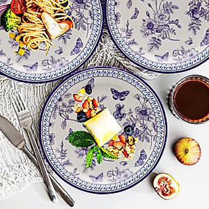 40 Pcs Floral Blue & White Flower Party Supplies White & Blue Floral Paper Plates 7" Wedding Party Plates for Floral Party Theme Bridal Shower Baby Shower Tea Party Floral Birthday Party Decorations