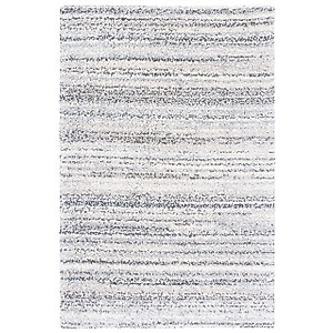 SAFAVIEH Berber Shag Collection Area Rug - 9' x 12', Grey & Ivory, Stripe Design, Non-Shedding & Easy Care, 1.2-inch Thick Ideal for High Traffic Areas in Living Room, Bedroom (BER406F)
