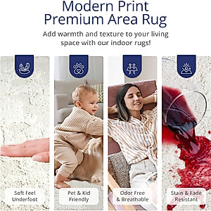 Abani Nomad Cream Area Rug 8' x 10' for Living Room, Bedroom - Abstract Pattern - Durable & Easy to Clean