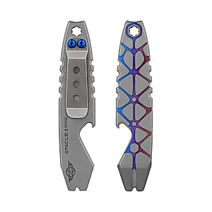 OKNIFE Otacle 2 Mini Titanium Bottle Opener, EDC Pry Bar with Hexagonal Wrench(Grey)