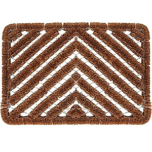 FOOTMATTERS Ninamar Natural Coir Herringbone Door Mat - 24 x 16 inch