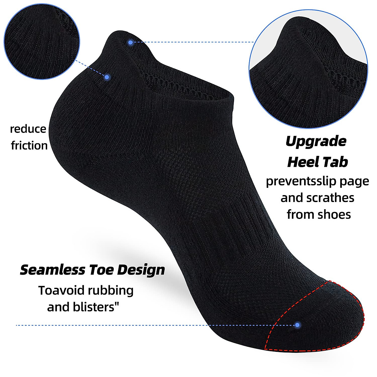 ATBITER Ankle Socks Women's With Cushioned Athletic Running No Show Low Cut Tab Socks 6-Pairs