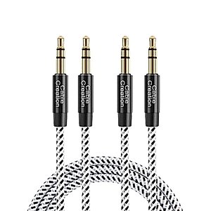 CableCreation 2-Pack 3.5mm Aux Cord(3FT/0.9M), 3.5mm Male to Male Stereo Audio Cable for Car, Headphones, Smartphones, Echo-Dot, Home/Car Stereos, Laptops, Speaker & More