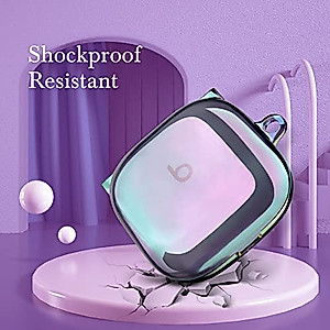 AIRSPO Clear Lasher Hard PC Protective Cover for Apple Beats Fit Pro 2021 Shockproof, Earbuds Case with Bling Bead Bracelet Keychain (Glittery Purple)