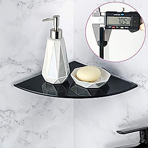 Alise Bathroom Shelves Glass Shelf,Wall Mount Floating Shelves for Bathroom,1 Tier Fan-Shaped Tempered Glass Storage Rack Organizer,Black Finish GBL007T-B