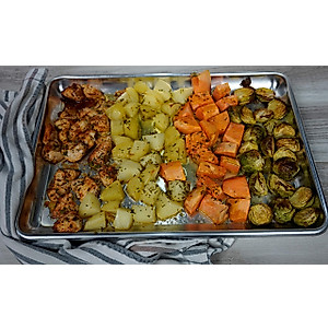 Checkered Chef Baking Sheet with Wire Rack Set - Aluminum Cookie Sheet and Stainless Steel Cooling Rack - Non-stick, Easy Clean Bakeware for Cooking (Jelly Roll, 2 Pack)