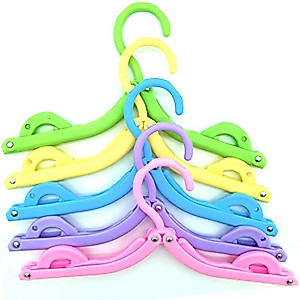 NHW 10PCS Portable Folding Clothes Hangers Retractable Plastic Non Slip Clothing Hangers for Kids and Adults