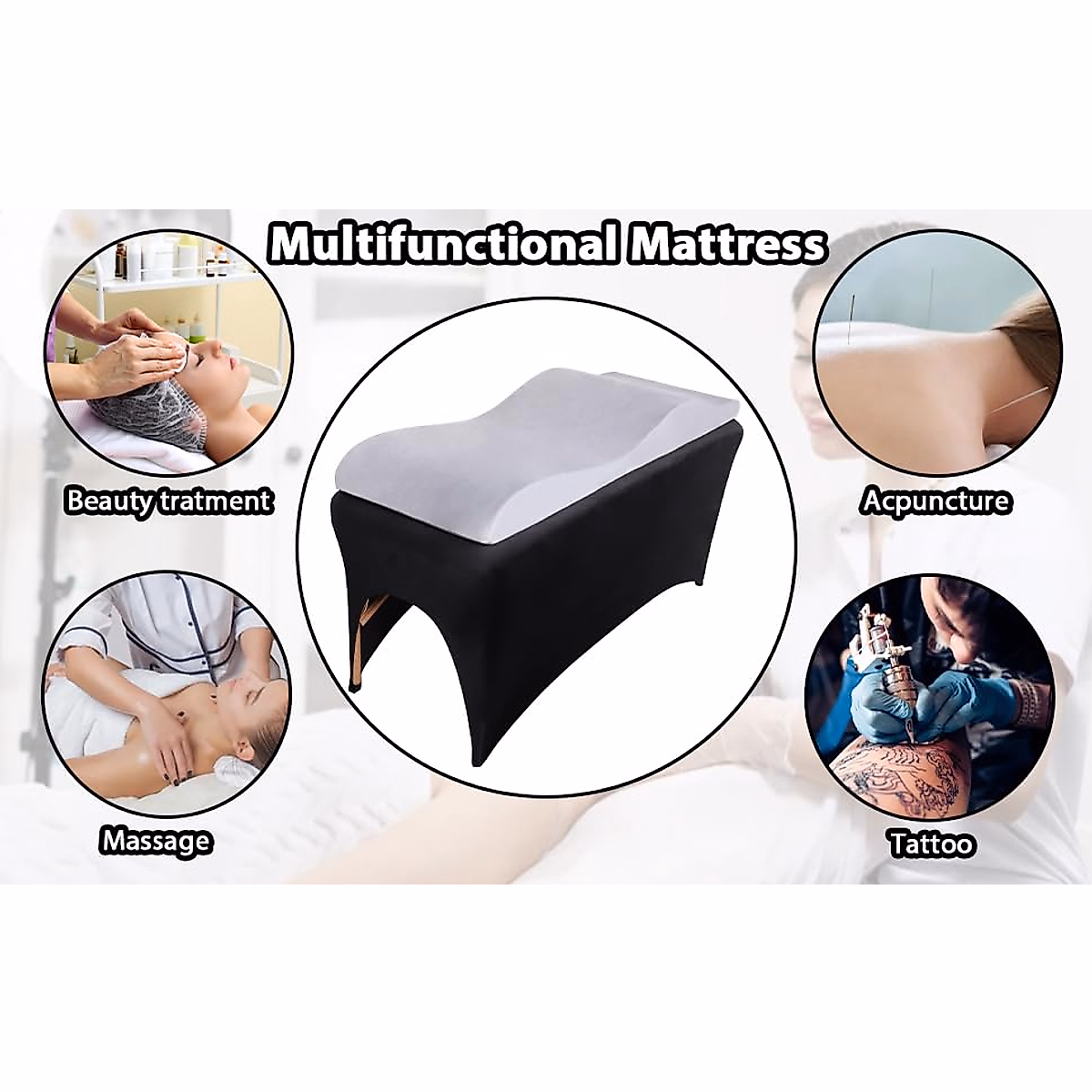 Luxurious Curved Lash Bed Topper - Ergonomic Massage Bed FoamTopper Wave Mattress Support The Body 30D High Density Foam - Grey