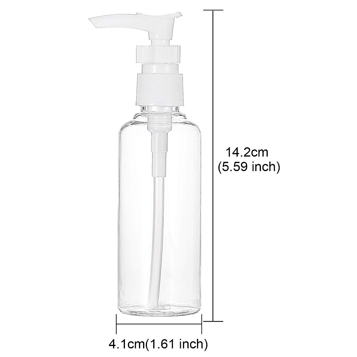 TecUnite 6 Pack Small Pump Bottles Clear Travel Bottle Plastic Empty Spray Dispenser Hand Lotion Sanitizer Refillable Accessories Set with Small Funnel for Flight, Airport, Holiday(100 ml,White)