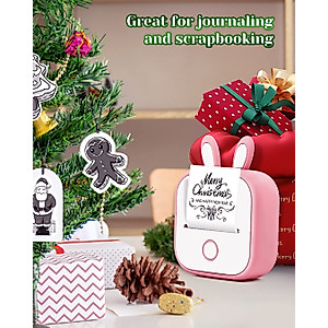 Memoqueen Mini Sticker Printer T02 Portable Thermal Printer, Instant Photo Printer Set & 3 Rolls Transparent Adhesive Thermal Paper