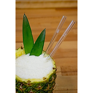 HALM Glass Straws - Summer Edition - 6 Reusable Drinking Straws With Summer Icons 20cm (8 in) - Icecream, Sun, Boat, Pineapple, Palmtree, Bikini - Made in Germany - Dishwasher Safe - Eco-Friendly