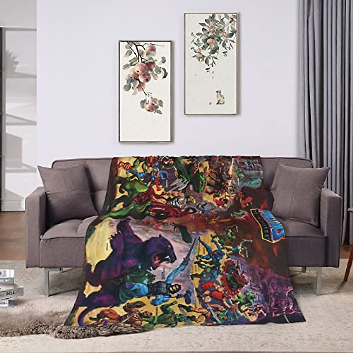 Pobecan He-Man and The Masters Anime of The Universe Blanket Throw Blankets Ultra Soft Flannel Lightweight Throws for Couch, Bed,All Seasons Use 80"x60"