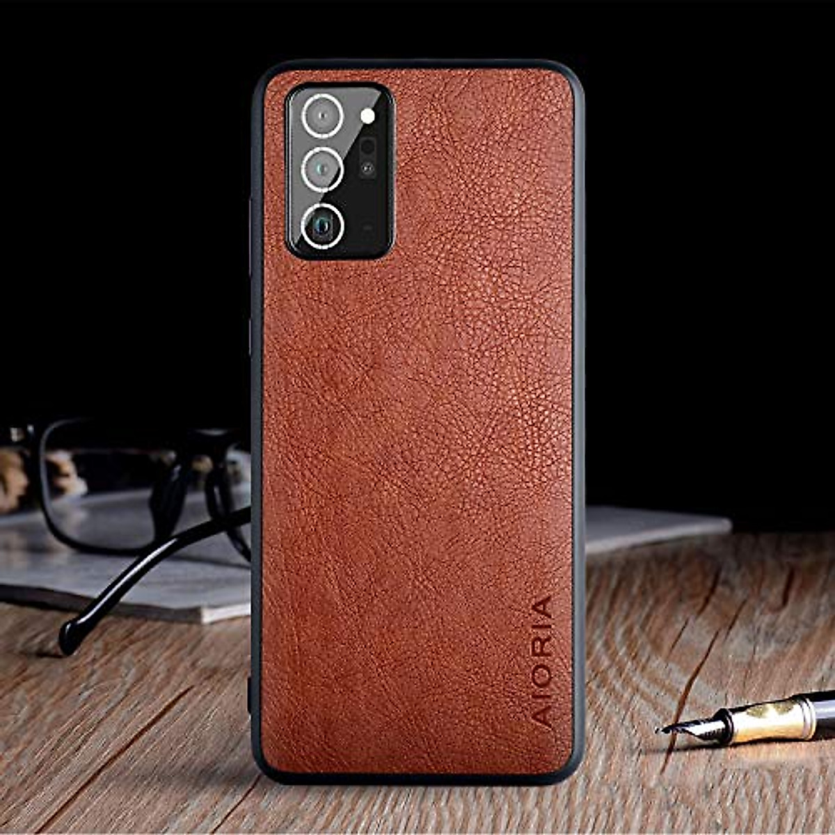AIORIA for Samsung Galaxy Note 20 Case, 6.7 inch Premium PU Leather Cover Retro Business Design Full Protective case for Samsung Note 20 (Brown)