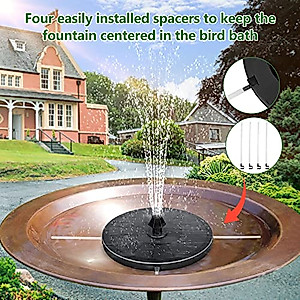 Mademax Solar Fountain, Upgraded Solar Bird Bath Fountain with 4 Easy Install Nozzle and Fixer, Solar Powered Fountain Pump for Bird Bath, Garden, Pond, Pool, Fish Tank, Outdoor