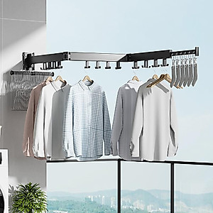 Kavlium Tri-Fold Wall Mounted Clothes Drying Rack, Laundry Drying Rack, Space Saver Clothes Rack, Easy to Install, Retractable Foldable Design for Balcony, Laundry, Bathroom.
