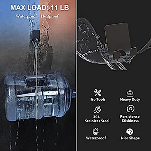 VIS'V Adhesive Razor Hooks, Black Self Adhesive Razor Holder Shower Waterproof Shaver Hook Hanger Stand Heavy Duty Stainless Steel Bathroom Kitchen Sticky Hooks for Razor Towel Loofah Plug - 2 Pcs