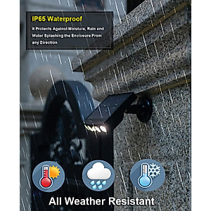 Sam Fuk Solar Outdoor Lights, Motion Sensor Flood & Security Lights with Mock Security Camera Design, 4 Big LED Beads,IP65 Waterproof, and Long-Lasting Battery. (Day Light, 2pack)