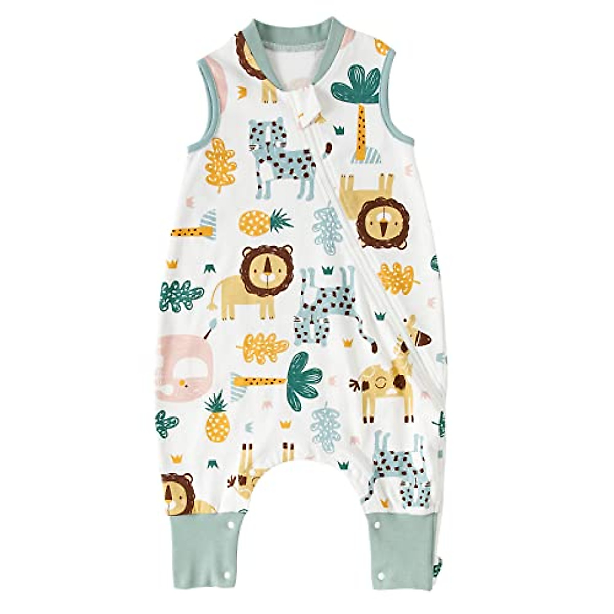 LULUMONKEY Toddler Sleep Sack with Feet 2T-3T, Summer Wearable Blanket for Early Walker, TOG 0.5 Light Weighted Baby Sleeping Bag with Legs for Boys Girls, Forest