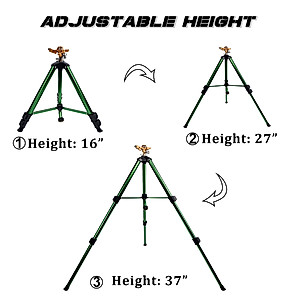 Biswing Impact Sprinkler Head on Tripod Base, Heavy Duty Lawn Sprinkler, 360 Degree Large Area Irrigation, Brass Sprinkler Nozzle & Solid Alloy Metal Extension Legs Flip Locks, 1 Pack