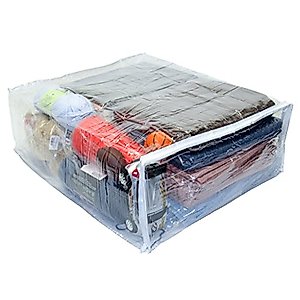 Oreh Homewares X-Large (20" x 23" x 8") Heavy Duty Vinyl Zippered Storage Bags (Clear) for Sweaters, Blankets, Comforters, Bedding Sets (15.9 Gallon) 10-Pack