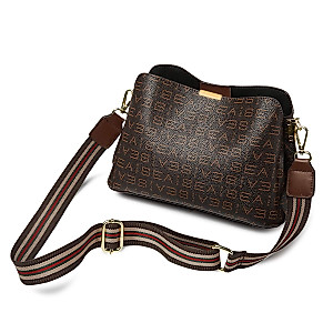 LAORENTOU Vegan Leather Crossbody Bag for Women Monogram Crossbody Shoulder Bag Purse Leather Checkered Purse Ladies Crossbody Cell Phone Bags