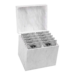 10 Layers Acrylic Eyelash Storage Box,Eyelash Holder Extension Tool,Makeup Organizer False Eyelashes Glue Pallet Holder, Grafting Eye lashes Close-Packed Display with 10 Pallets (Marble)