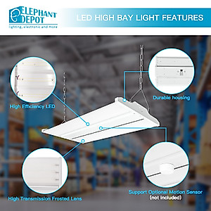 4 PK 2 ft LED Twin Panel Linear High Bay Fixture,20925LM 155W 5000K,LED Linear High Bay Light,120-277V, 0-10V Dimmable High Bay Shop Light for Exhibition Hall, Supermarkets, 5 Years After-Sales