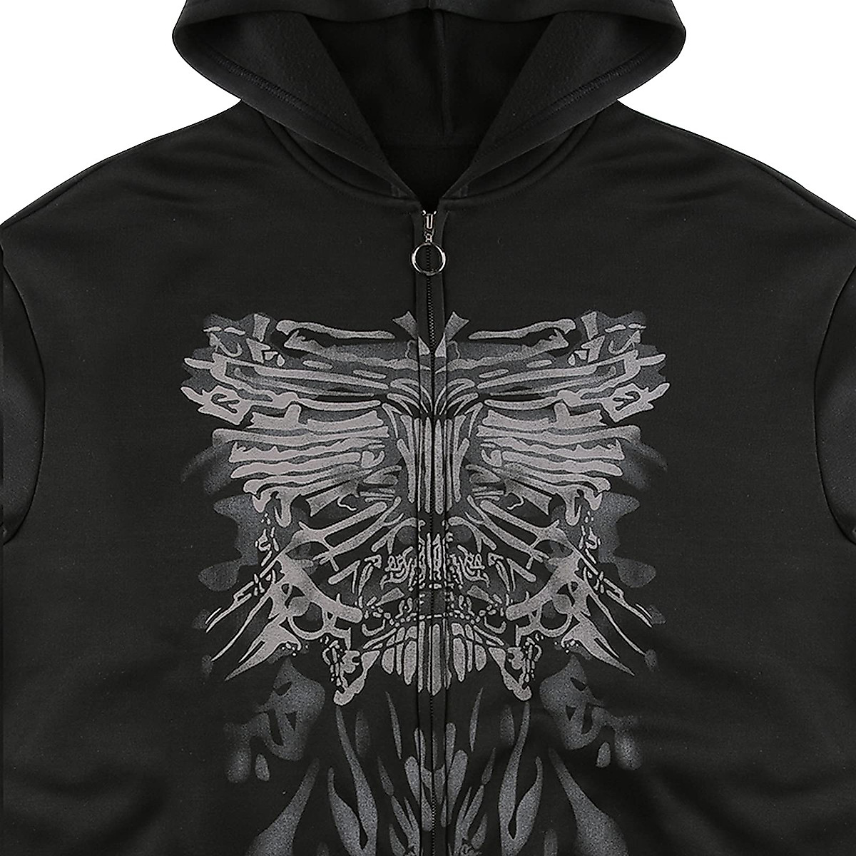 Mieeyali Women 's Oversized Zip Up Sweatshirt Graphic Rhinestone Jackets Y2K Fairy Long Sleeve Printed Hoodies Streetwear (Black-Skeleton butterfly,Large)