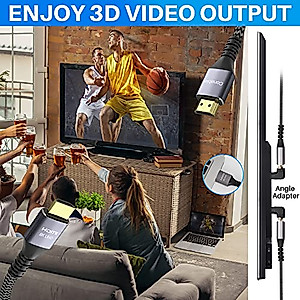 Certified HDMI Cable, Real 8K 2.1 Cable 2 Feet (2 Pack), 48Gbps, Short Ultra HD Braided Cord, Supports 8K@60Hz 4K@120Hz, eARC, HDR, HDCP 2.2 2.3, for Laptop, Monitor, Switch, PS5/PS4, Xbox, UHD TV