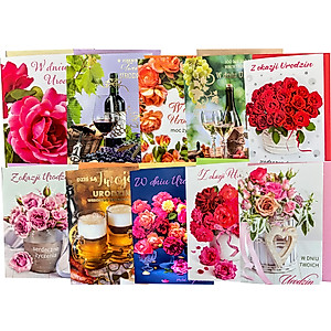 10 PC Birthday Cards 10 SZT Kartki Urodzinowe Mix Polskie Kartki Urodzinowe Mix