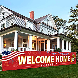 Hippeny Large Welcome Home Military Banner, US Marine Corps Army Homecoming Yard Sign, American Soldier Deployment Returning Home Decor, Big Boot Camp Graduation Banner