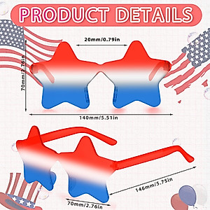 RTBOFY 2 Pack Star Sunglasses for Adult Fashion Party Queen Style Rimless Star Shaped Glasses for Veterans Day Party Favor