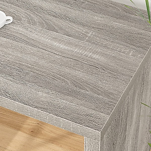 HSH L Shape Desk with Drawers, L-Shaped Desk with Storage Cabinet Shelves, Home Office Corner Computer Desk for Executive Writing, Modern Wood Study PC Table in Bedroom Living Room, Grey Oak, 55 Inch