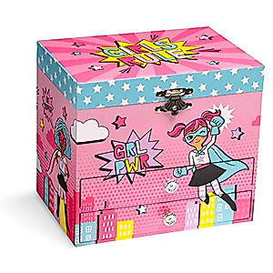 Jewelkeeper Girl Power Superhero Musical Jewelry Box with 2 Pullout Drawers, Fur Elise Tune
