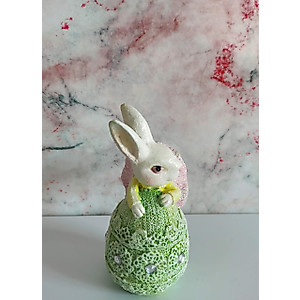 LEFOUND Easter Accessories Easter Rabbit Figurine Spring Decor for Home,Polyresin,Pink