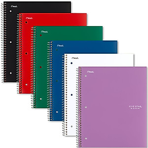 Five Star Spiral Notebook + Study App, 5 Subject, College Ruled Paper, Fights Ink Bleed, Water Resistant Cover, 8-1/2" x 11", 200 Sheets, Color Will Vary (06208)
