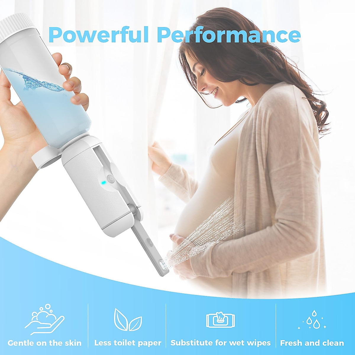 HEYAXA Portable Bidet, Rechargeable Electric Bidet for Baby, Women, Men, Handheld Sprayer Toilet Bidet for Personal Hygiene, Baby Care, Soothing Postpartum and Hemorrhoid Relief