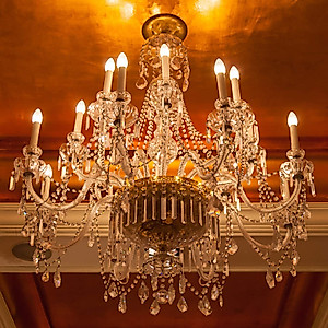 24 pcs Flicker Flame Light Bulb 3 Watt 120 Volt Flame Tip Halloween Chandelier Flickering Light Bulbs Christmas Replacement Orange Glow Bulbs Crystal Clear Candle Bulb for E12 Candelabra Base