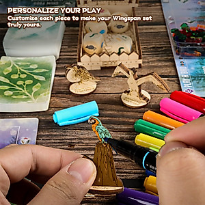 Bird Action Tokens Set of 100 PCS Laser Cut Plywood Markers, 25 Unique Bird Types Upgraded Game Accessories for Wingspan