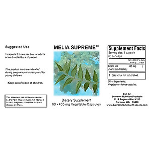 Supreme Nutrition Melia Supreme, 60 Pure Powdered Neem Leaf Vegetarian Capsules