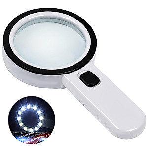 Magnifying Glass with Light, 30X Handheld Large Illuminated Magnifier, Reading Magnifying Glass with for Seniors Read, Coins, Stamps, Map, Inspection, Macular Degeneration