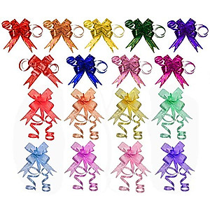 Penta Angel 170Pcs 17 Colors String Bows Basket Gift Pull Bows Gift Knot Ribbon Present Wrapping Décor Bows for Birthday Wedding Christmas New Year Party Ornament, 1.8cm Width