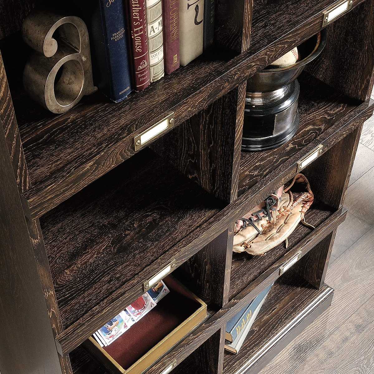 Sauder Barrister Lane Tall Bookcase, Iron Oak finish