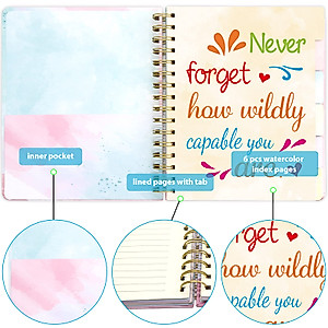 ceiba tree Divider Notebook with Tabs Spiral Notebook Watercolor Design Lined Journal Hardcover Notebook for Home Office School Classroom