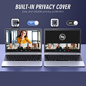 Hemisol 4K Webcam, Web Camera with Microphone and Fill Light, HD Autofocus Computer Camera with Privacy Cover and Tripod Stand Streaming Webcam,Plug&Play USB Wbcam for Pc Laptop Desktop Video Calling