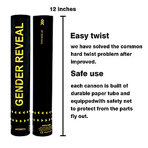 Gender Reveal Powder Cannon - Set of 4 - HICONFETTI Premium Gender Reveal Confetti Cannon Popper Pink/Blue, Biodegradable Confetti Poppers Sticks for Baby Boy or Girl Gender Reveal Party Supplies