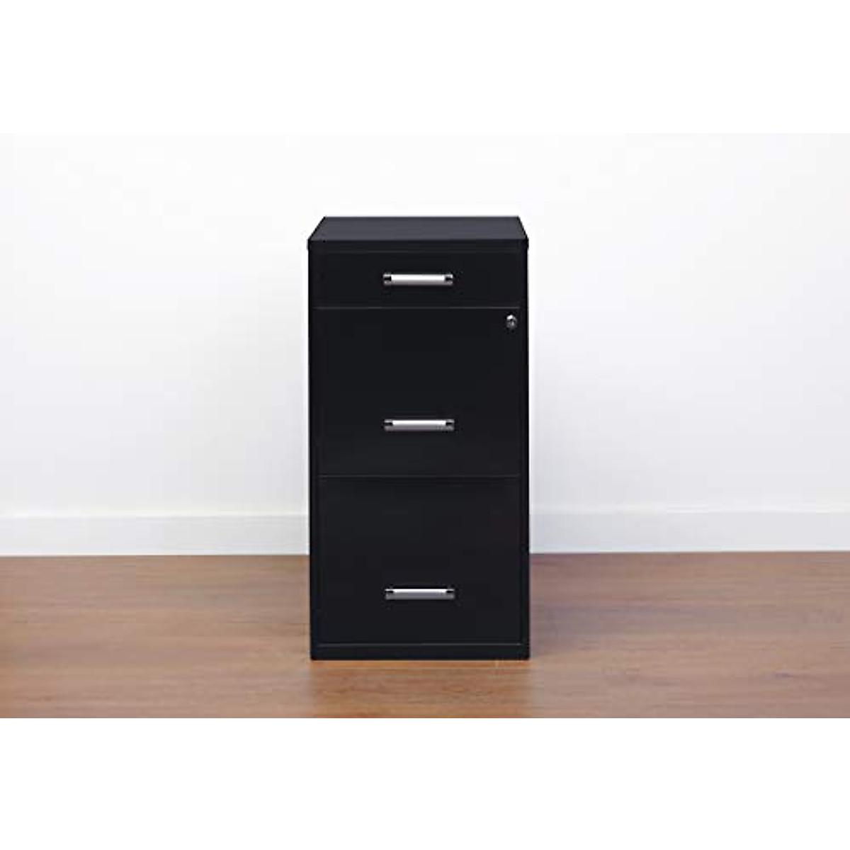 Office Dimensions 18in. Deep 3 Metal Organizer Pencil Drawer SOHO Vertical File Cabinet, Black