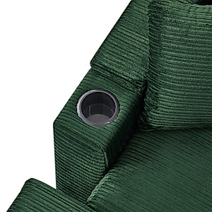 Modern L-Shaped Sectional Sofa with Chaise,Two USB Ports & Cup Holders, Loveseat Couch with A Phone Holder for Small Space Green