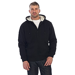 Gioberti Men Heavyweight Sherpa Lined Fleece Hoodie Jacket, Black, Large